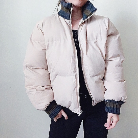 SmilingBear | Jackets & Coats | Nwt Warm Beige Puffer Jacket W Grey ...